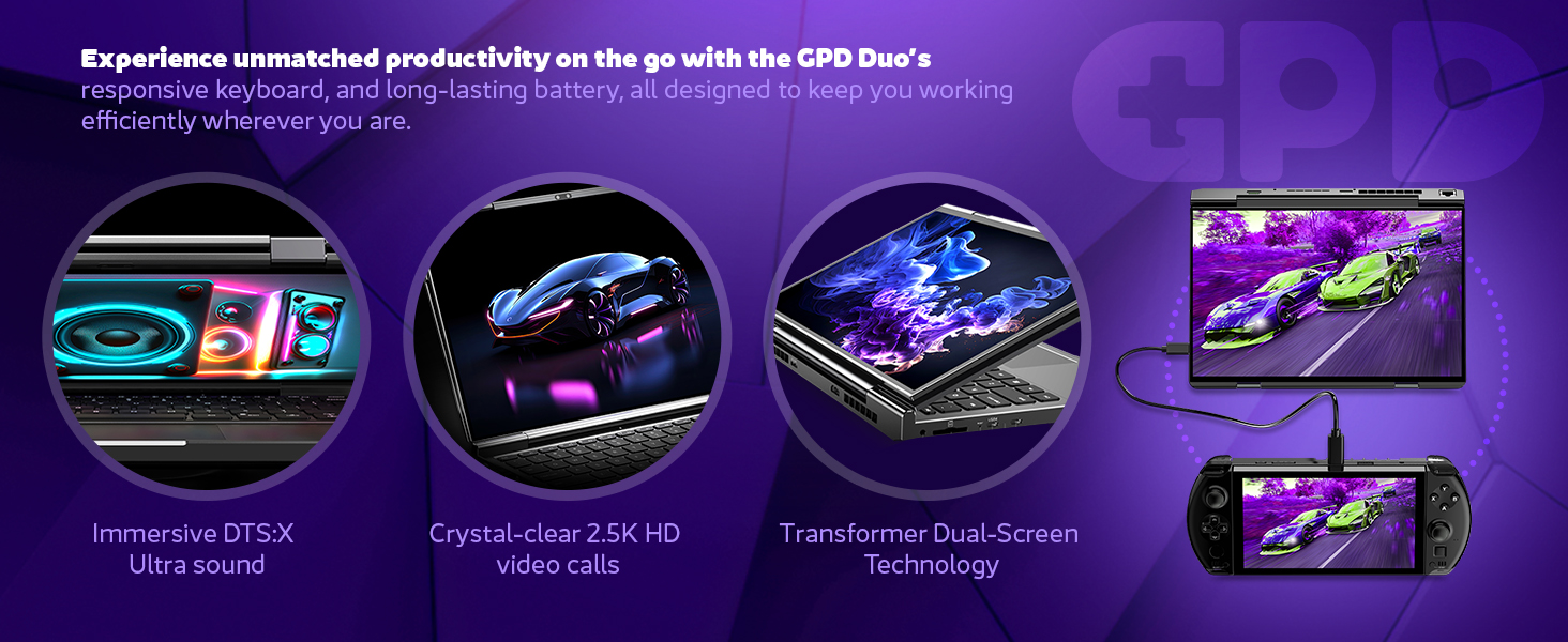 Enhanced Creative & Gaming Experience with GPD DUO's Dual OLED Screens