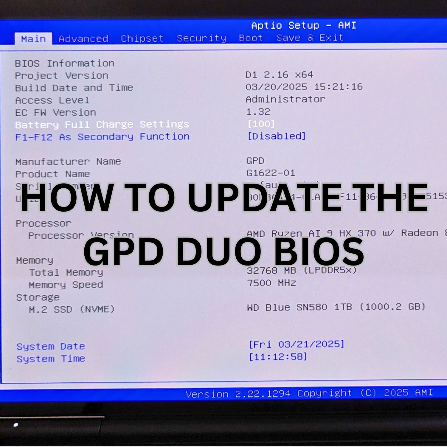 Cómo actualizar la BIOS del GPD Duo - GPD Store PC Gaming Handhelds